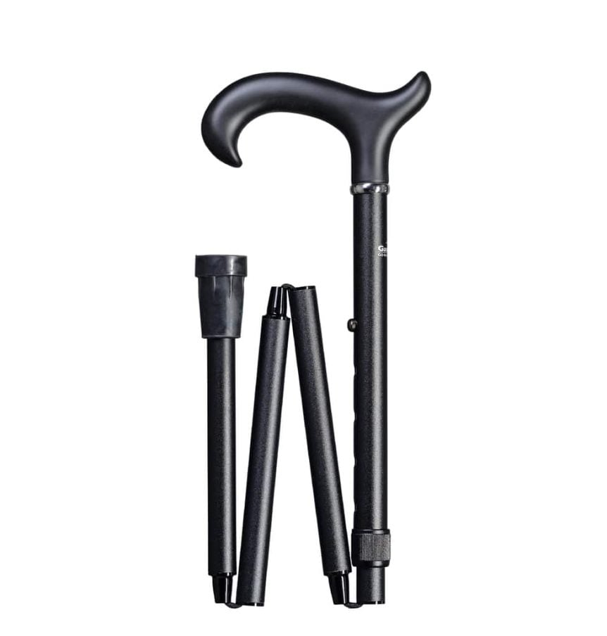 Canne de marche pliante Soft Touch noire légère | Hyseco Belgique